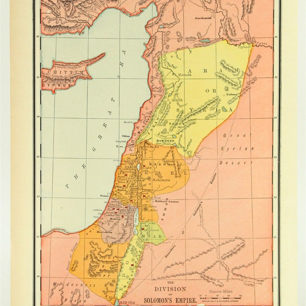 Vintage Biblical Map Division of Solomon's Empire Rand McNally, 1938 ...