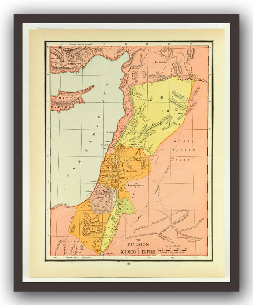 Vintage Biblical Map Division of Solomon's Empire Rand McNally, 1938 ...