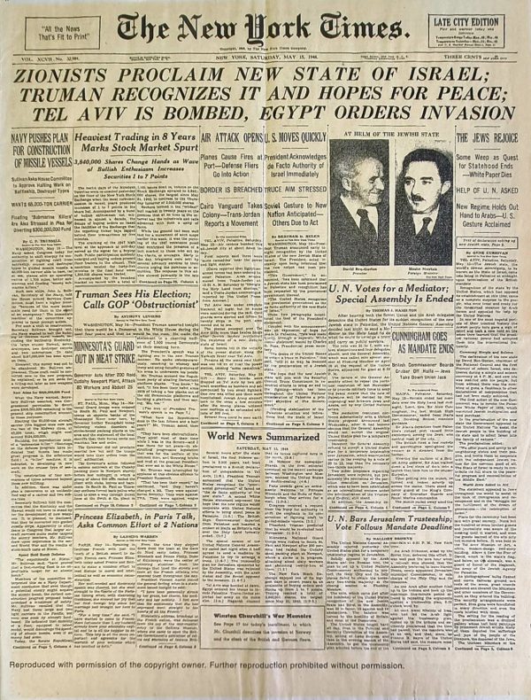 Rare American Newspapers From The Establishment Of The State of Israel ...