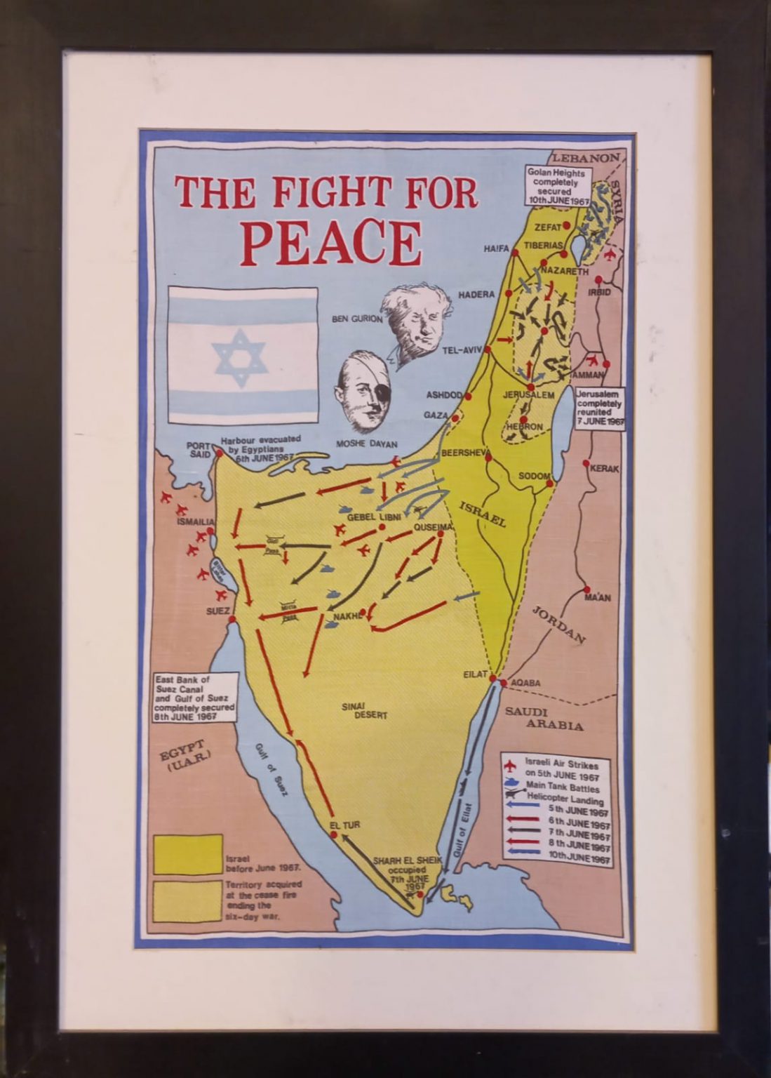The Fight For Peace Six Day War Vintage Map Israel 1967 - VINTAGE ...