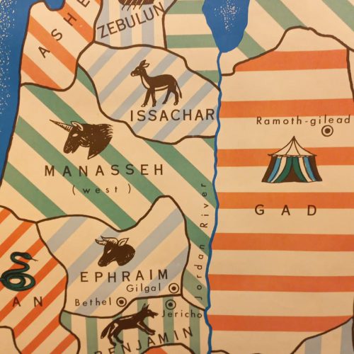 "RARE" Vintage Jewish Biblical Animated Poster Map Of 12 Tribes In The ...