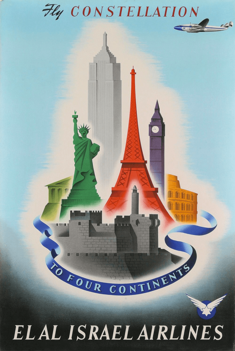 AL EL AIR LINE VINTAGE ISRAELI POSTERs COLLECTION - VINTAGE ISRAELI POSTERS